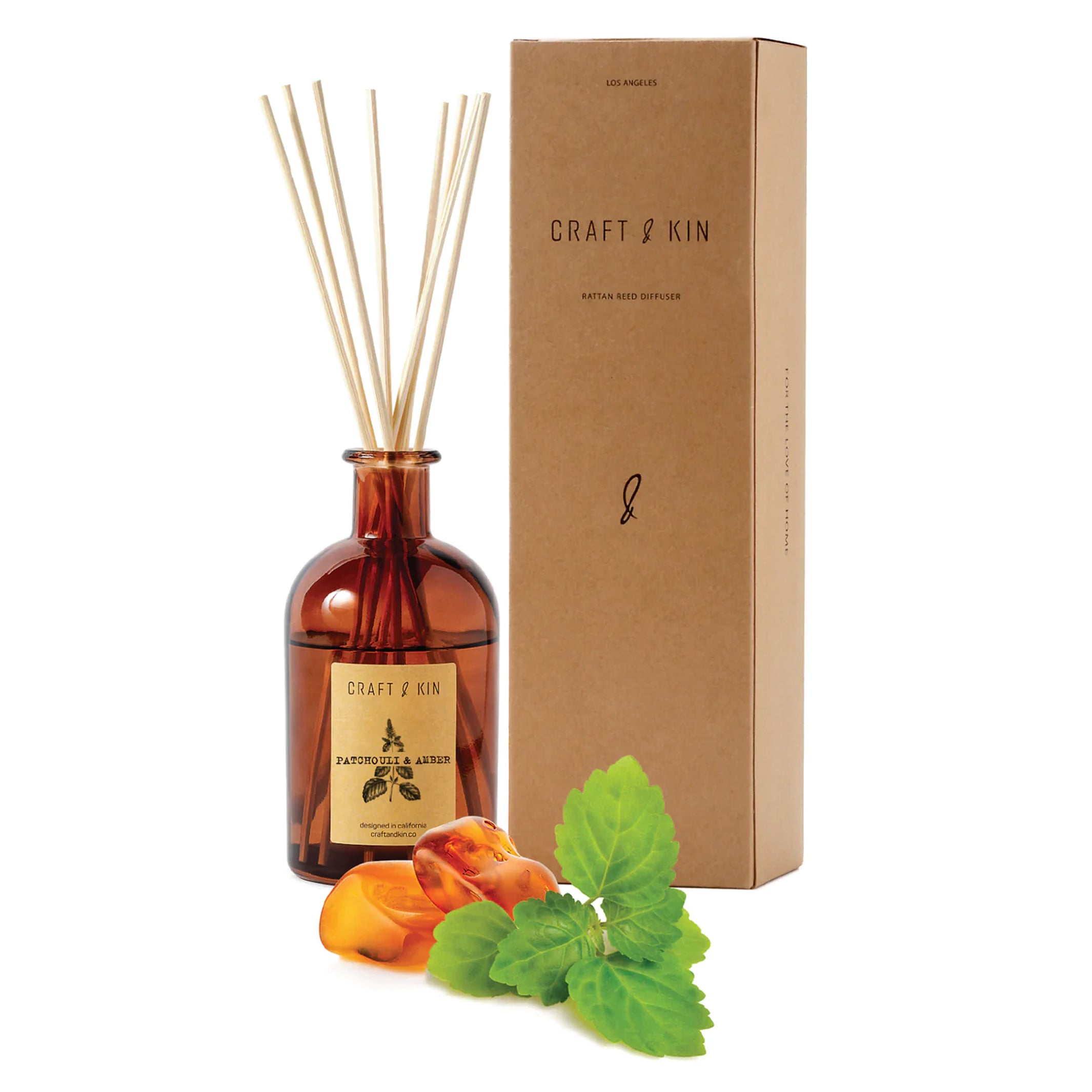 Amber Glass Reed Diffuser Set - Lavender, Sage & Mint | Prevention Shop