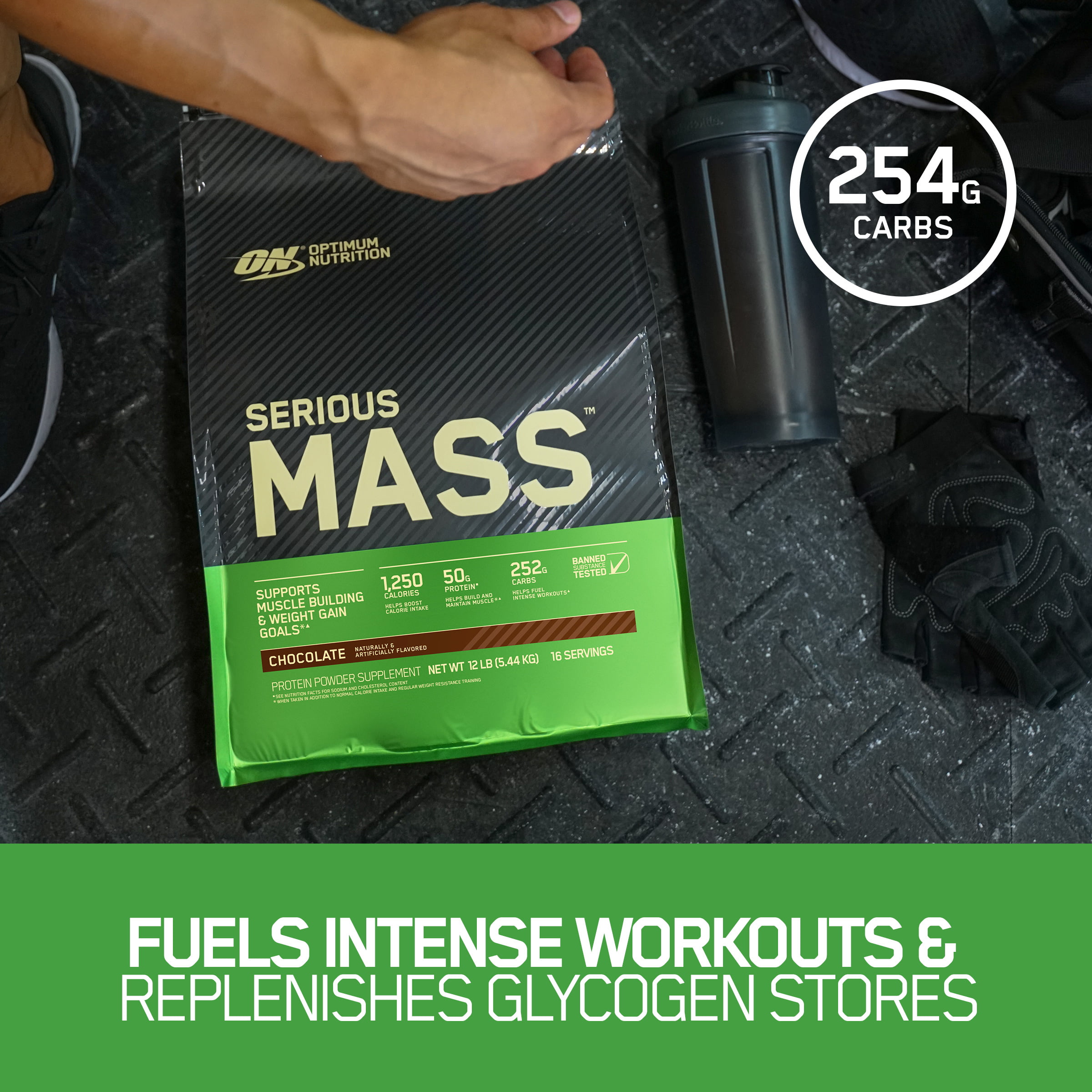 Serious Mass, 50g Protein Powder, Chocolate, 12 Lb, 16 Servings | Prevention Shop